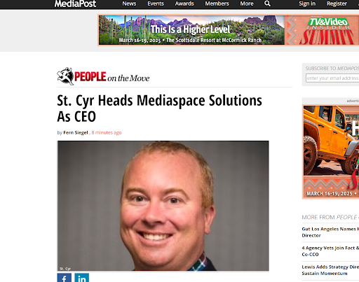 PRESS RELEASE: Mediaspace Solutions Names Brian St. Cyr as CEO